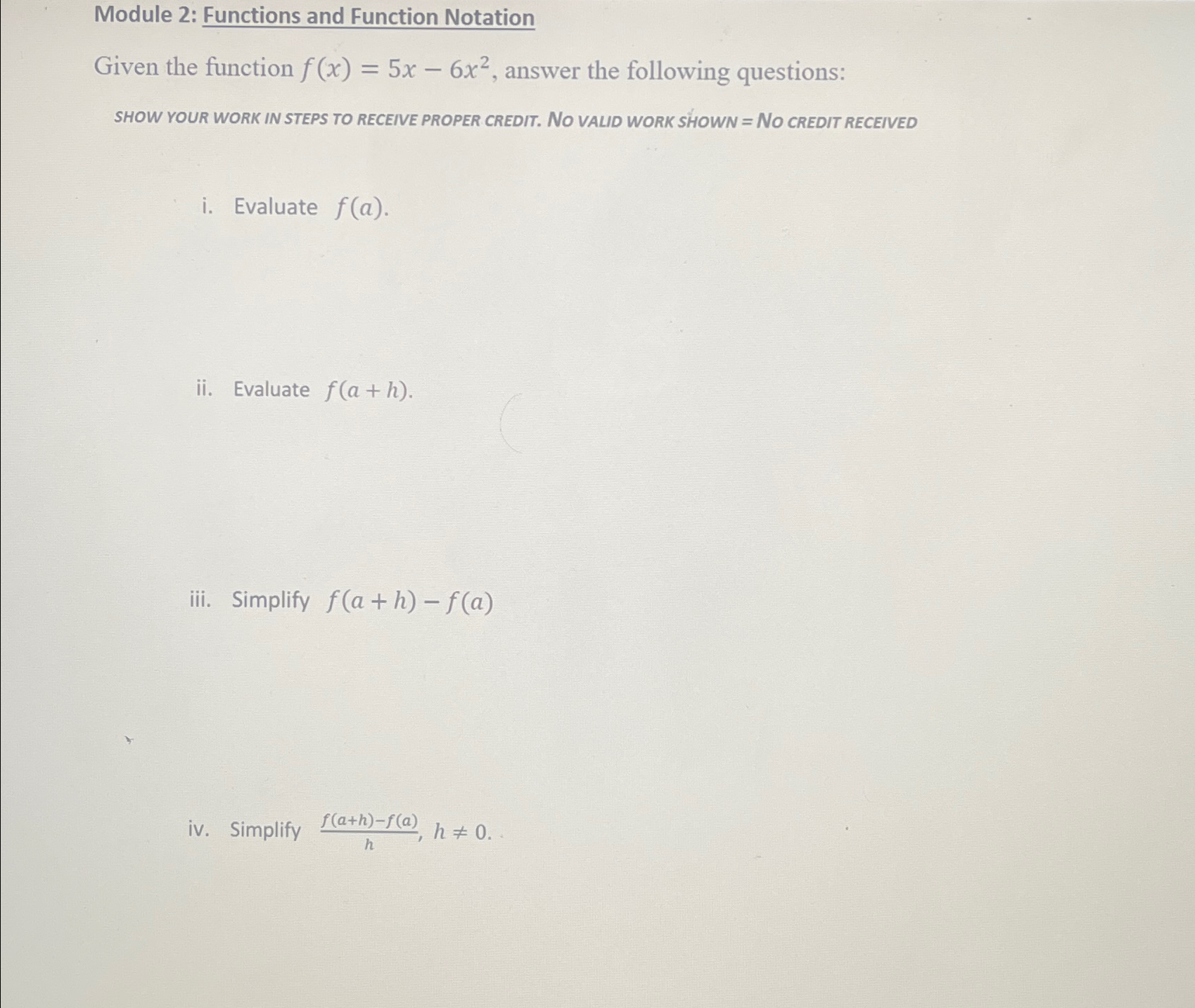 Solved Module 2 Functions And Function Notationgiven The 8530