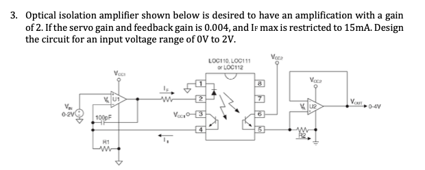 Solved 3. ﻿Optical isolation amplifier shown below is | Chegg.com