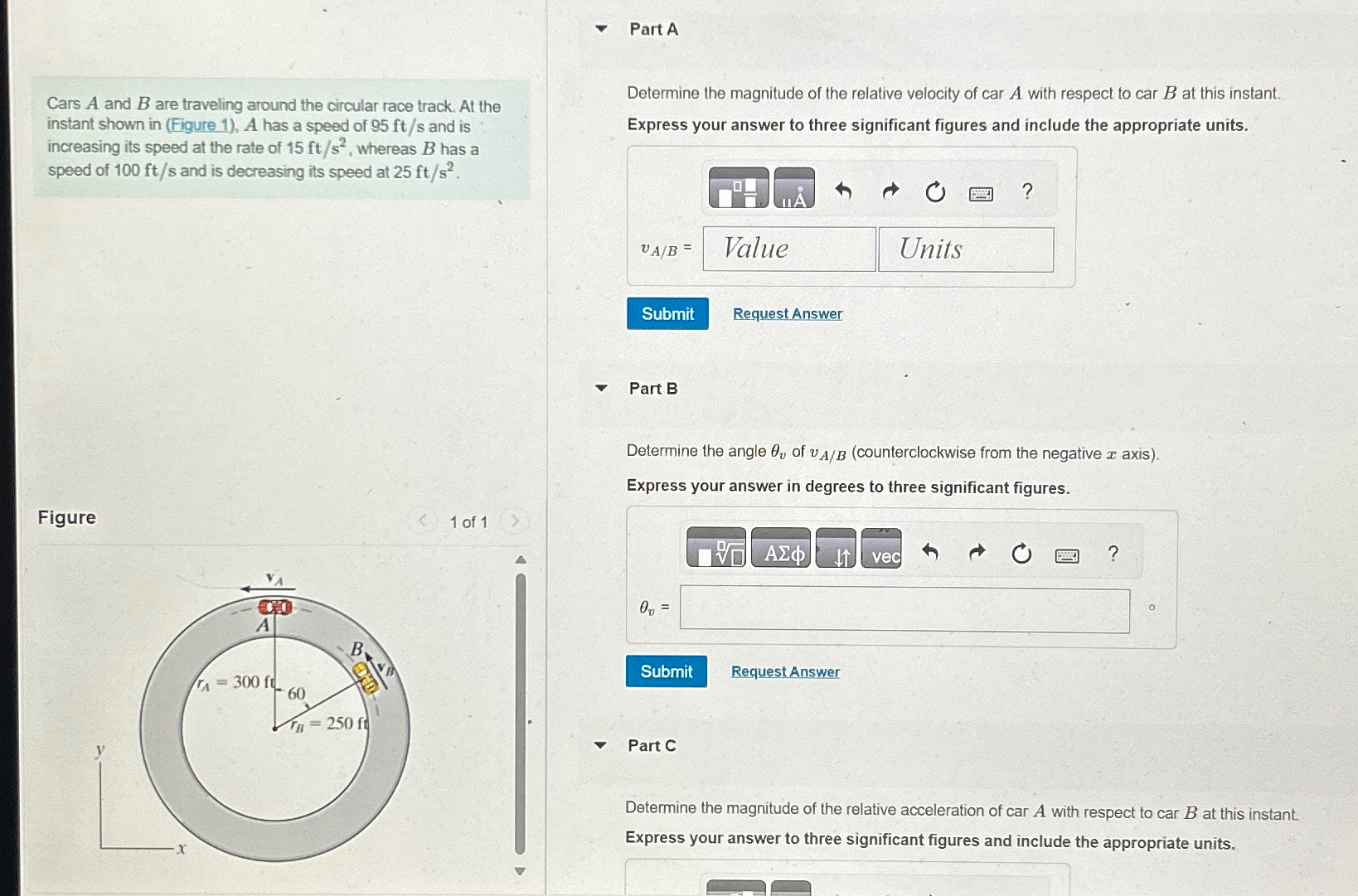 Solved Part ACars A and B ﻿are traveling around the circular | Chegg.com