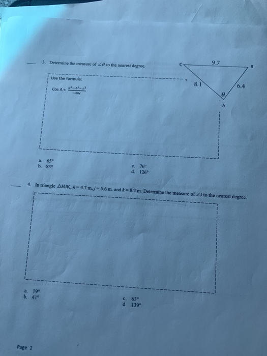 Solved 3. Determine the measure of ze to the nearest degree | Chegg.com