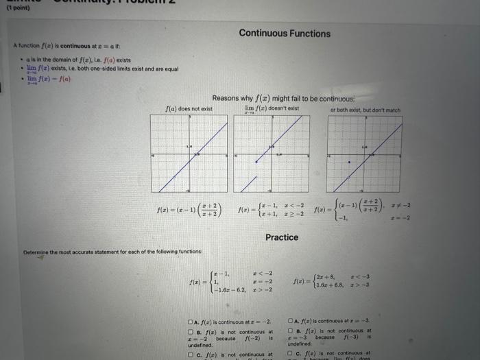 Solved Continuous Functions A function f(z) is continuous at | Chegg.com
