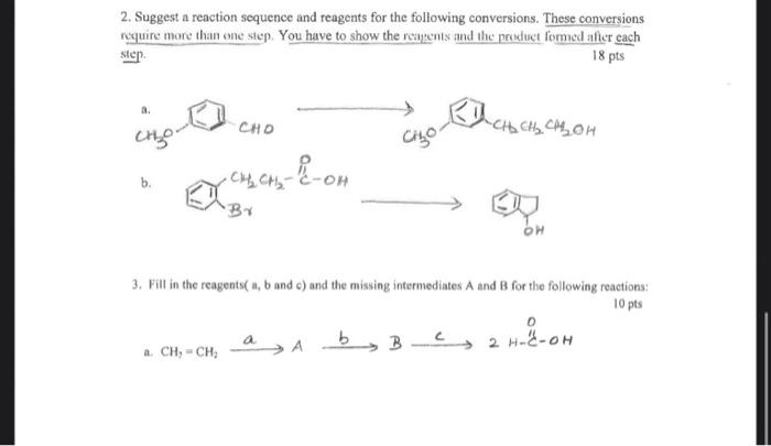 Solved 2. Suggest a reaction sequence and reagents for the | Chegg.com