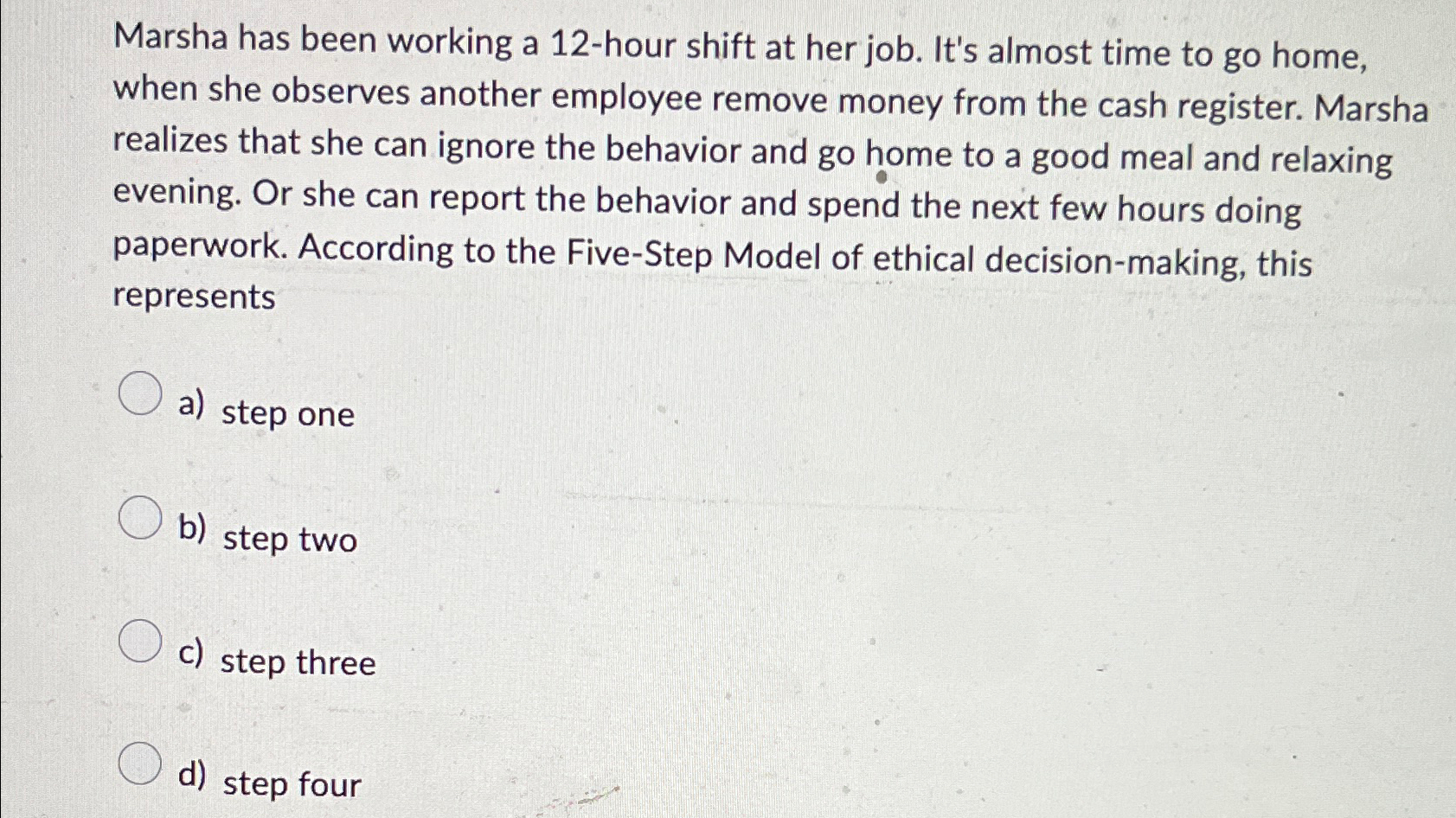 Solved Marsha has been working a 12-hour shift at her job. | Chegg.com