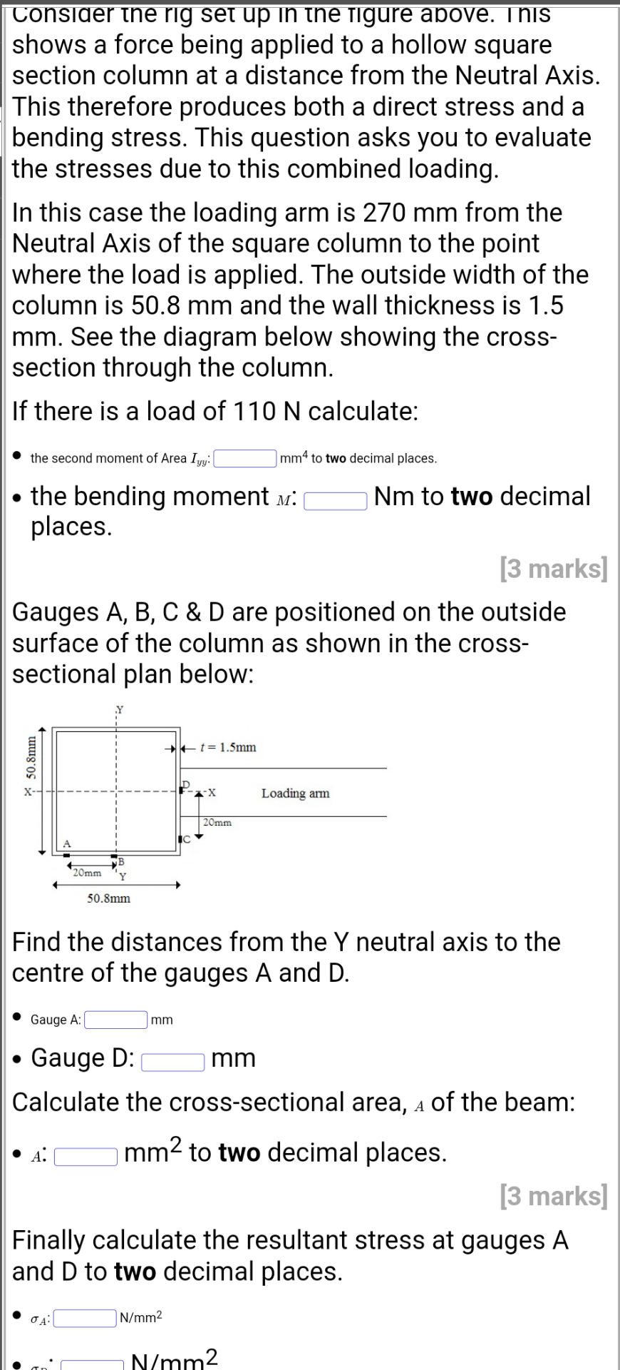 Solved shows a force being applied to a hollow square | Chegg.com