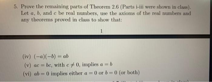 Solved 5. Prove the remaining parts of Theorem 2.6 (Parts | Chegg.com