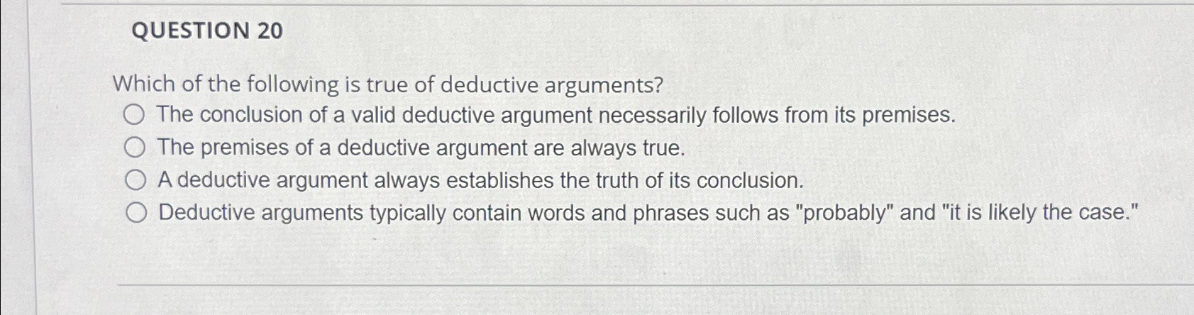 Solved QUESTION 20Which of the following is true of | Chegg.com
