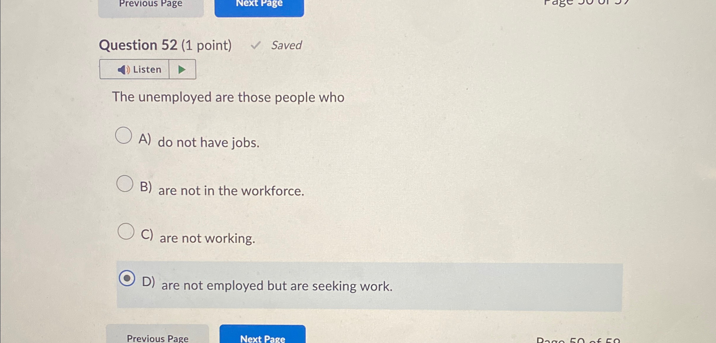 Solved Previous PageNext PageQuestion 52 (1 ﻿point) | Chegg.com