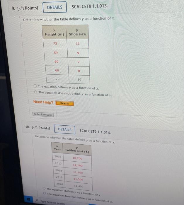 Solved Determine Whether The Table Defines Y As A Function