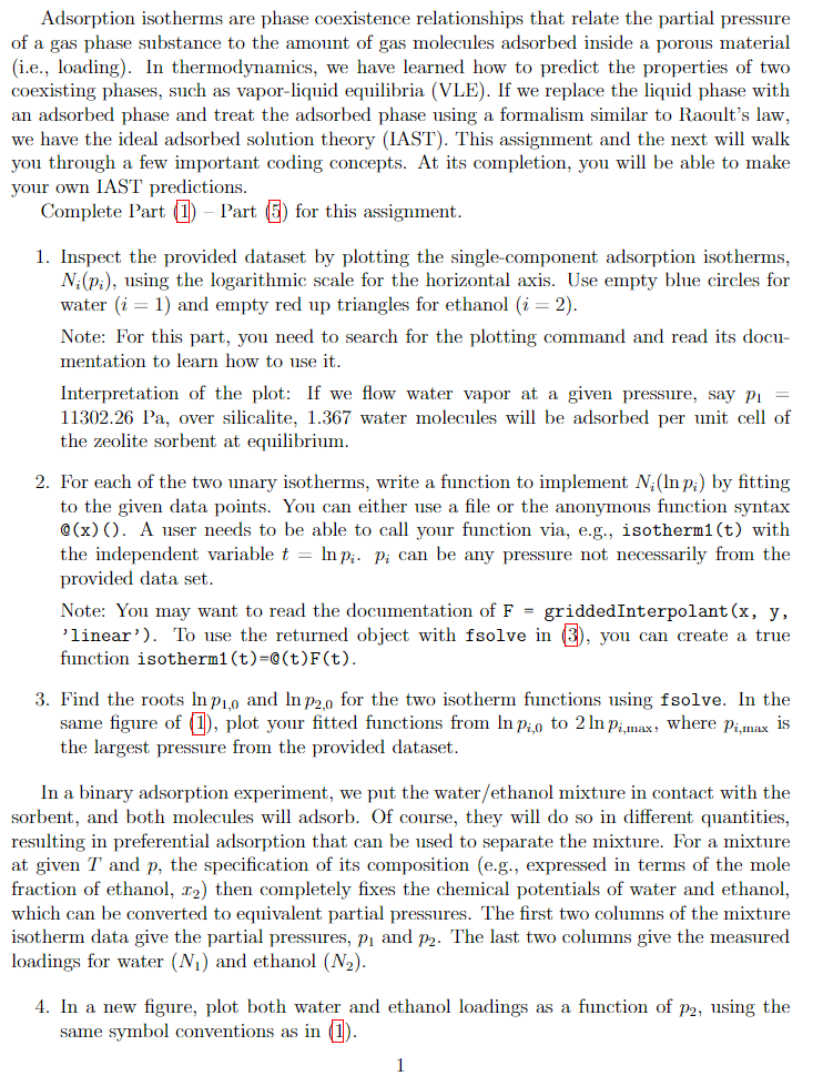Solved Need Help With Matlab Codingadsorption Isotherms Are