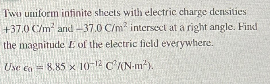 Solved Two uniform infinite sheets with electric charge | Chegg.com