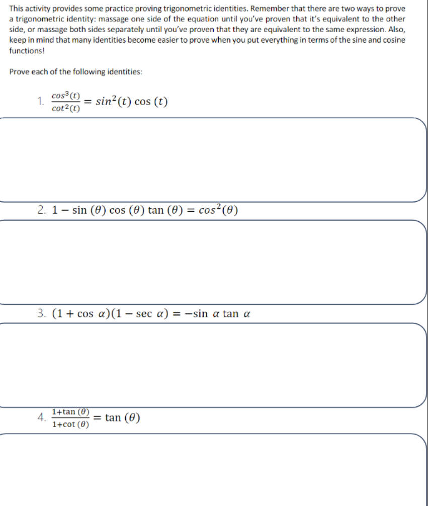 Solved This activity provides some practice proving | Chegg.com