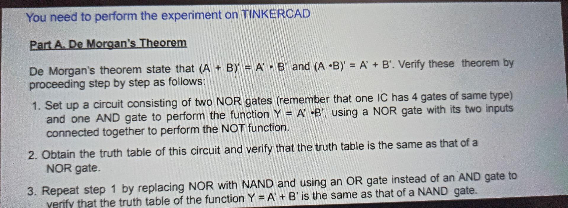 Solved You need to perform the experiment on TINKERCAD Part | Chegg.com