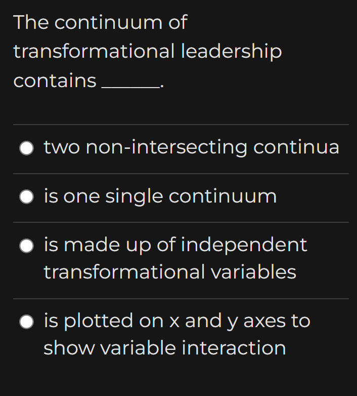 Solved The continuum oftransformational | Chegg.com