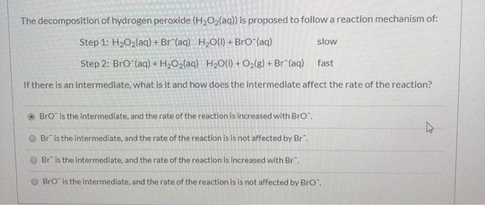 Solved The decomposition of hydrogen peroxide (H2O2(aq)) is | Chegg.com