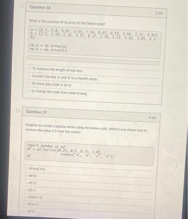 Solved What is the purpose of np array in the below code? | Chegg.com