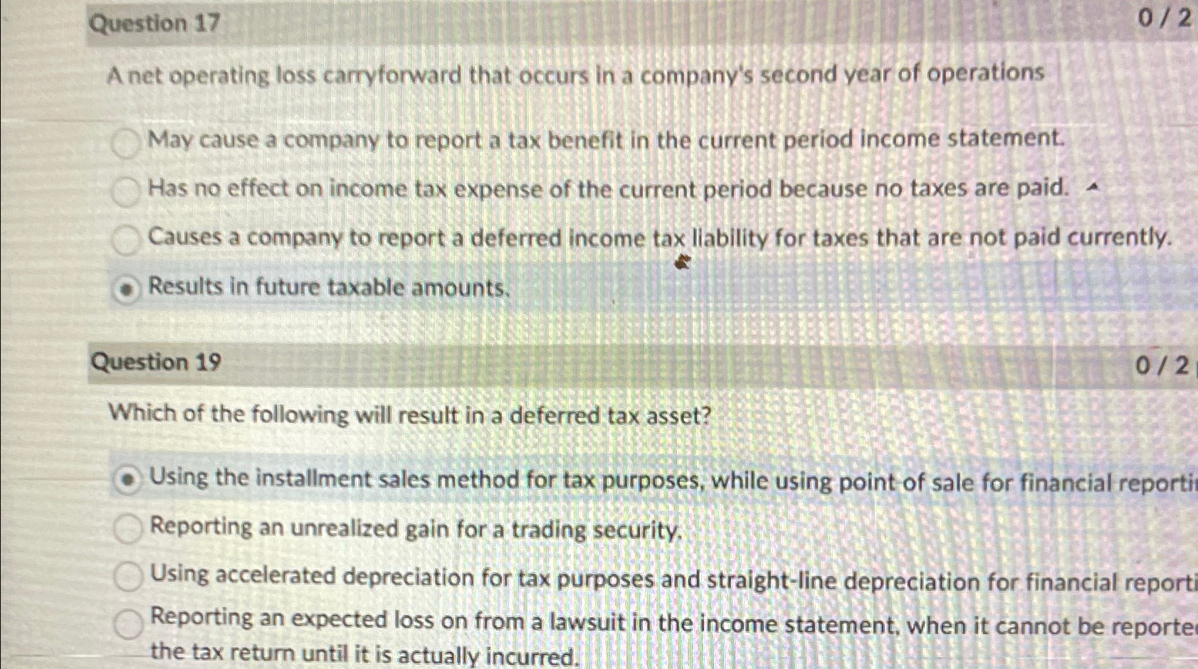 Question 1702A net operating loss carryforward that | Chegg.com
