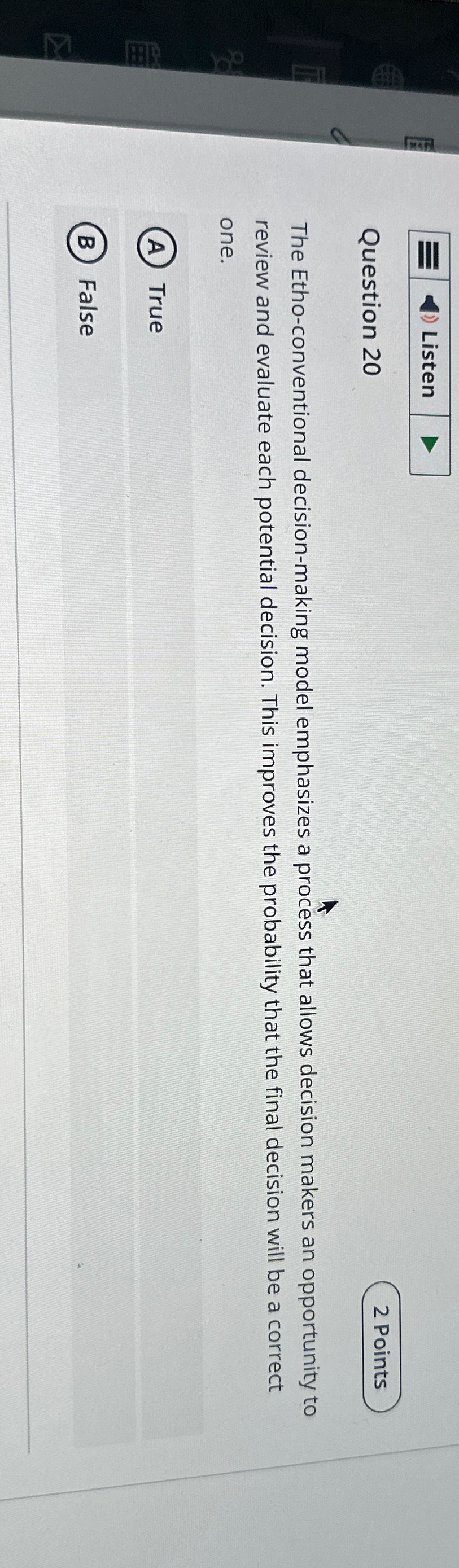 Solved ListenQuestion 202 ﻿PointsThe Etho-conventional | Chegg.com