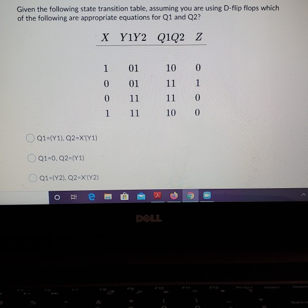 Solved Given the following state transition table, assuming | Chegg.com