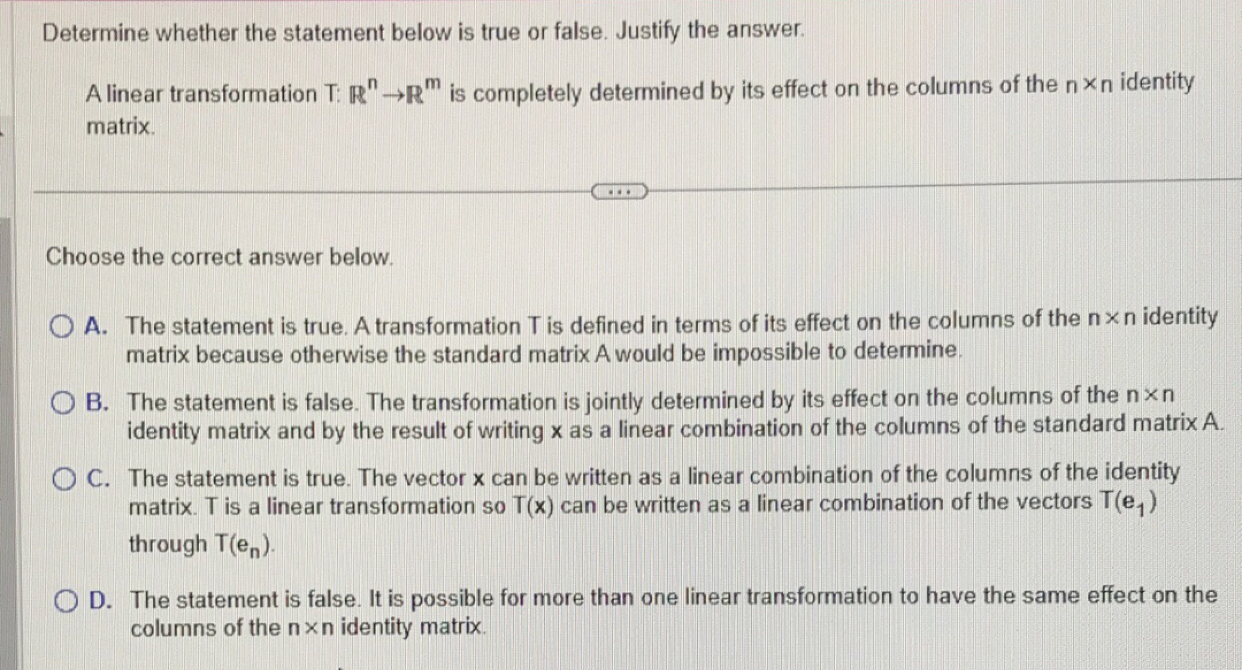Solved Determine whether the statement below is true or | Chegg.com