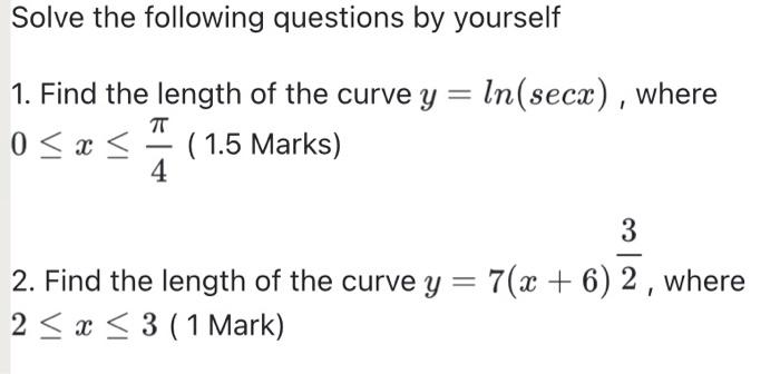Solved 1. Find the length of the curve y=ln(secx), where | Chegg.com