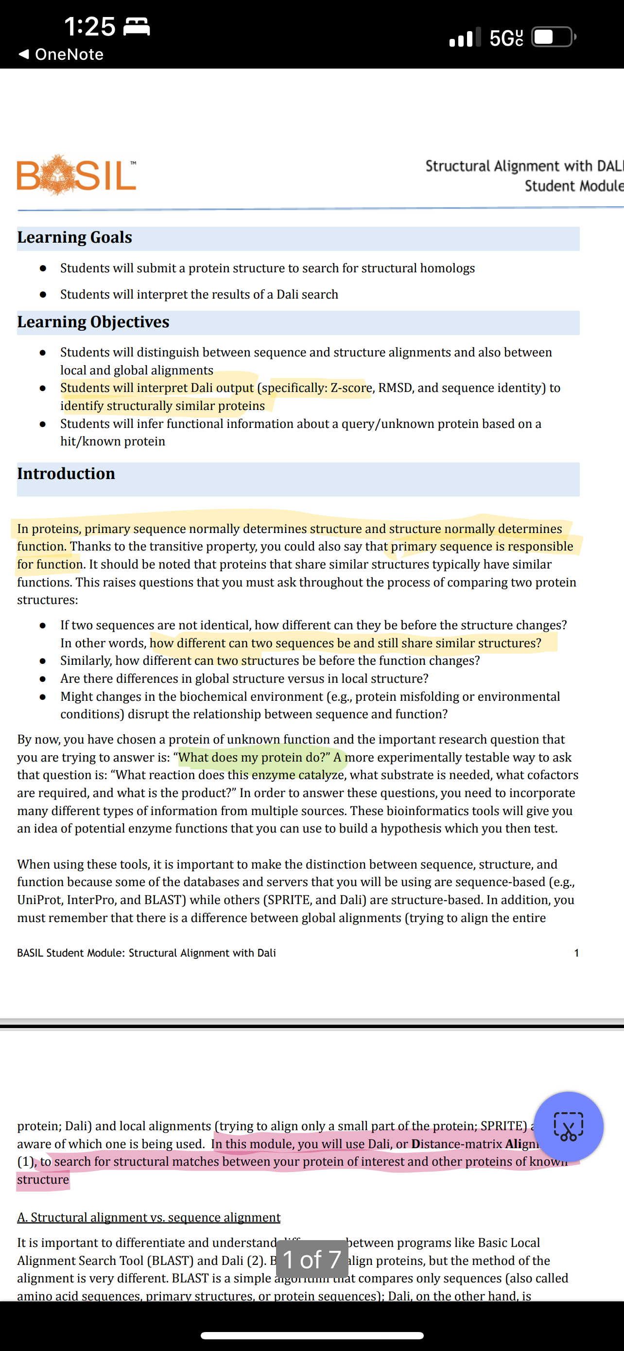 Solved 1:25 m4 ﻿OneNote5GせStructural Alignment with | Chegg.com