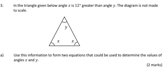 Solved 3. In the triangle given below angle x is 12° greater | Chegg.com