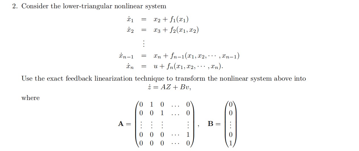Solved Consider the lower-triangular nonlinear | Chegg.com