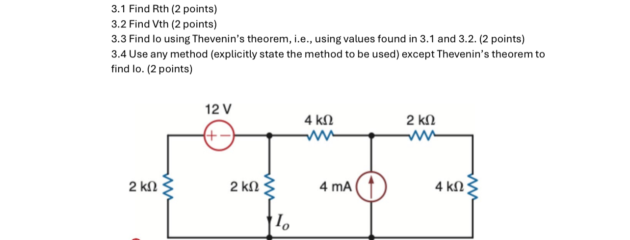Solved 3.1 ﻿Find Rth (2 ﻿points)3.2 ﻿Find Vth (2 ﻿points)3.3 | Chegg.com