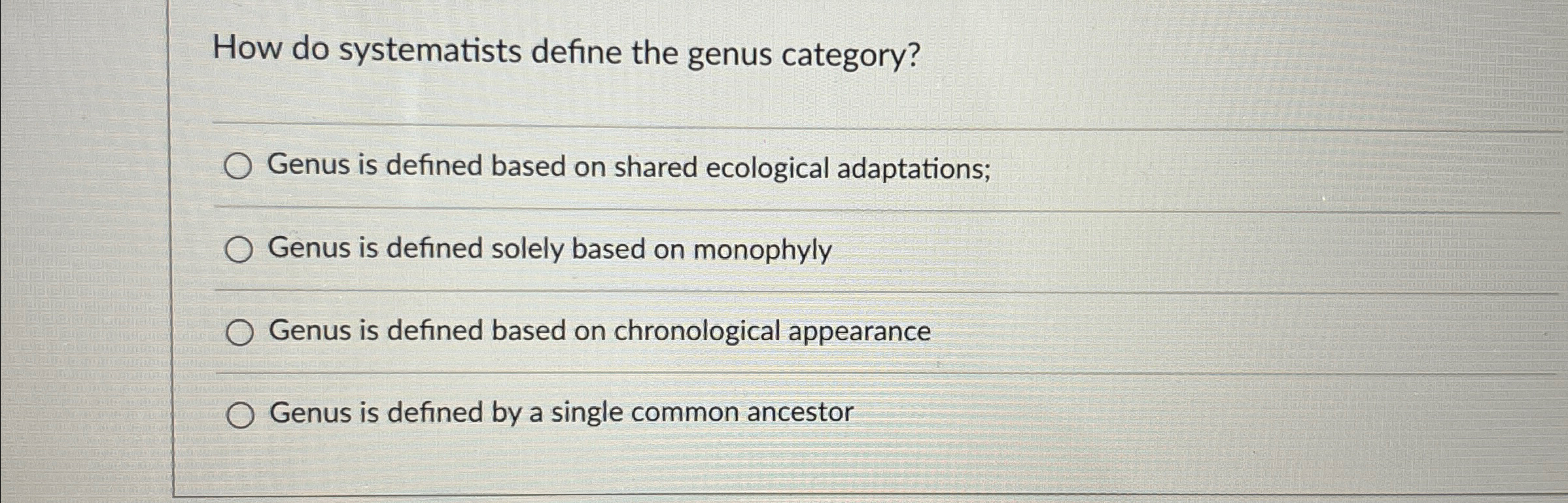 Solved How do systematists define the genus category?Genus | Chegg.com