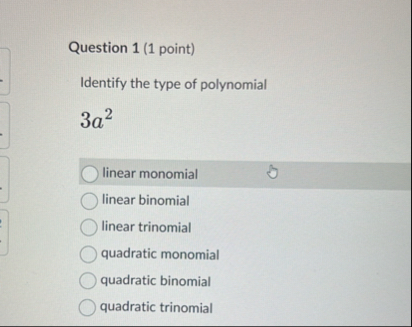 Solved Question 1 (1 ﻿point)Identify the type of | Chegg.com