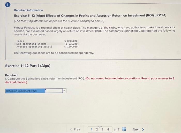 Solved Required information Exercise 11-12 (Algo) Effects of | Chegg.com