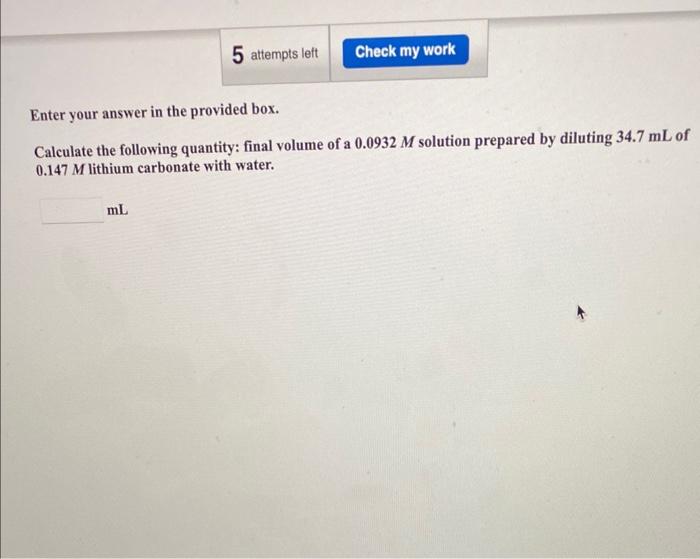 Solved Enter your answer in the provided box. Calculate the | Chegg.com