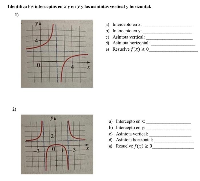 Solved Identifica los interceptos en x y en y y las | Chegg.com