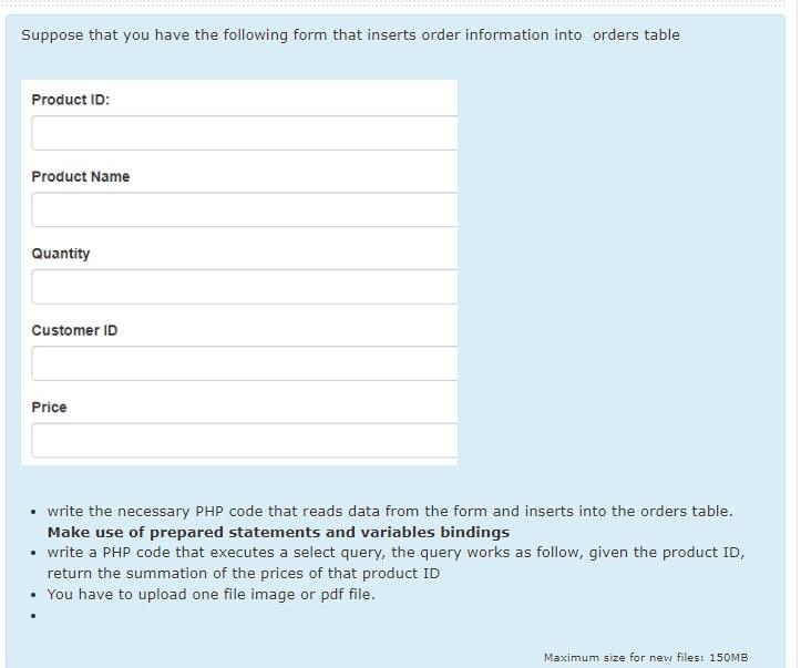 Solved Suppose that you have the following form that inserts | Chegg.com