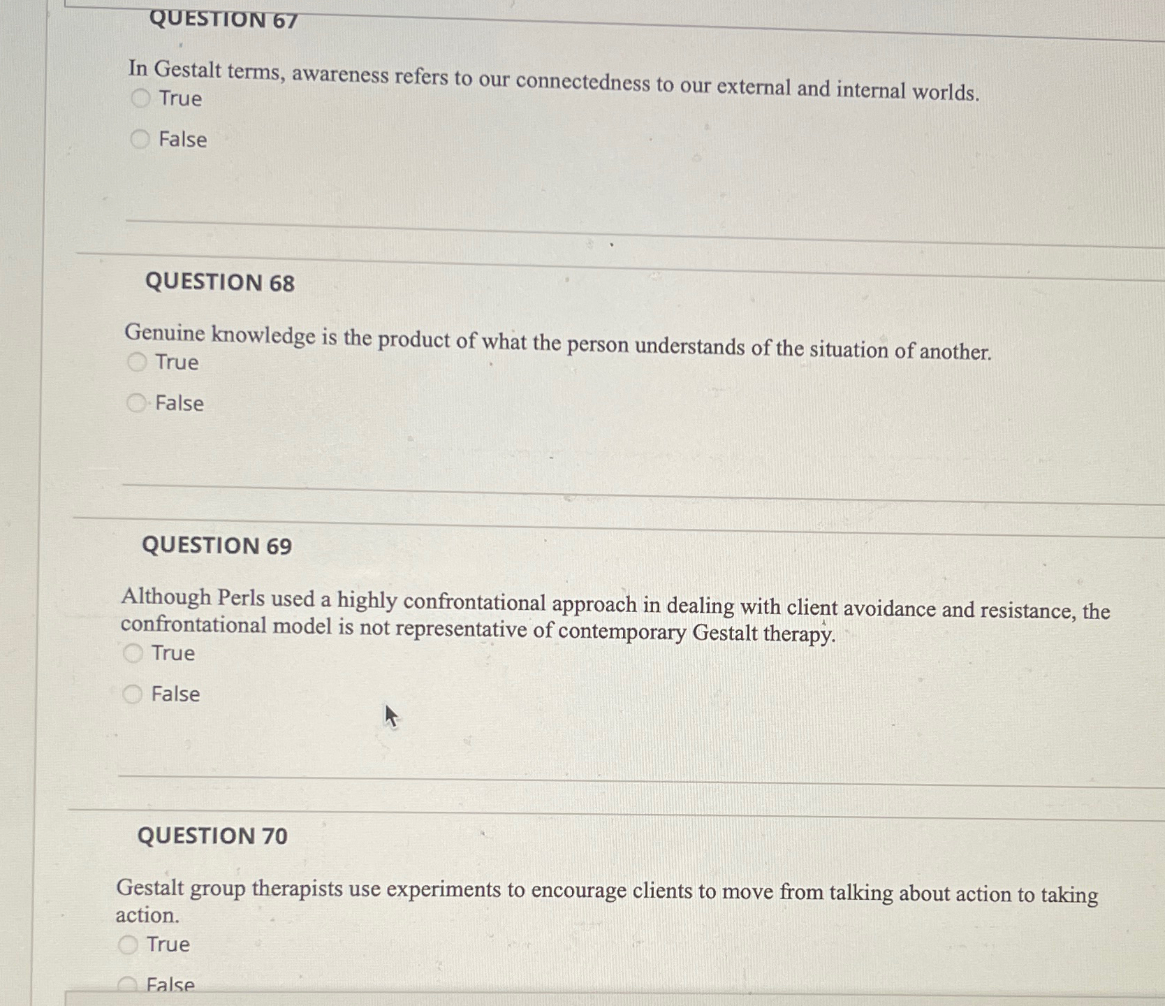 Solved QUESTION 67In Gestalt terms, awareness refers to our | Chegg.com