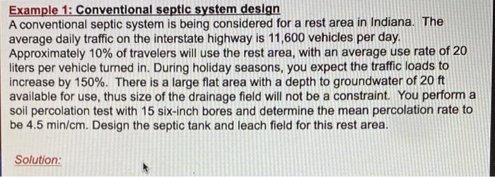 Solved Example 1: Conventional septic system design A | Chegg.com