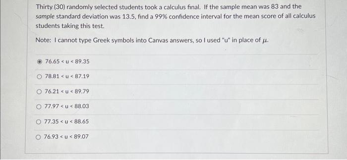 Solved Thirty (30) randomly selected students took a | Chegg.com