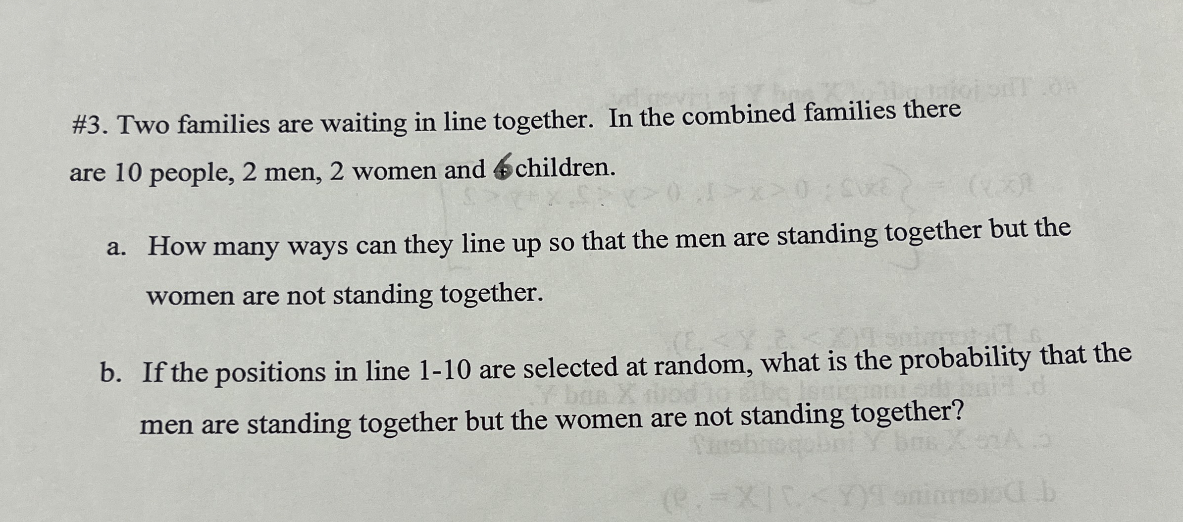 Solved #3. ﻿Two families are waiting in line together. In | Chegg.com