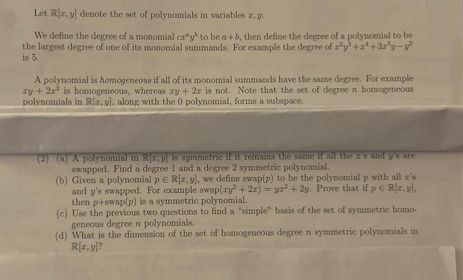Solved Let R[x,y] ﻿denote the set of polynomials in | Chegg.com