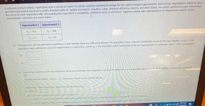 Solved A Consumer Product Testing Organization Uses A Survey