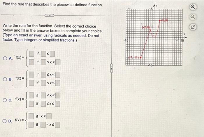 Solved Find the rule that describes the piecewise-defined | Chegg.com