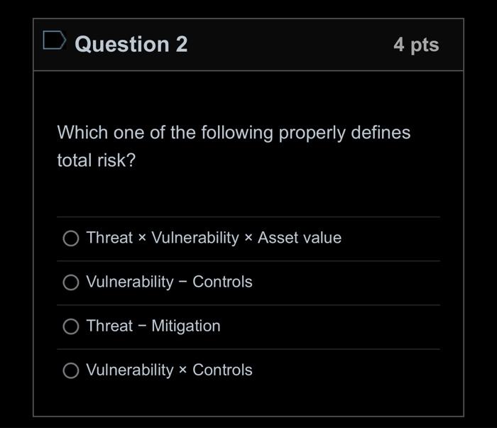 Solved Vulnerability × Controls | Chegg.com