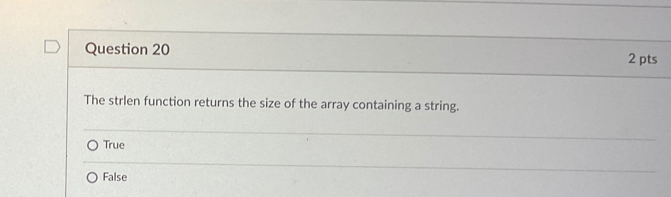 Solved Question 202ptsthe Strlen Function Returns The Size