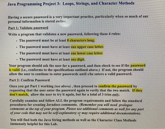 Solved Java Programming Project 3 Loops Strings And 7048