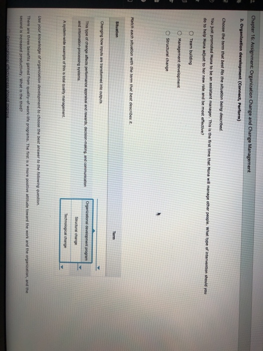Chapter 16: Assignment: Organization Change and | Chegg.com