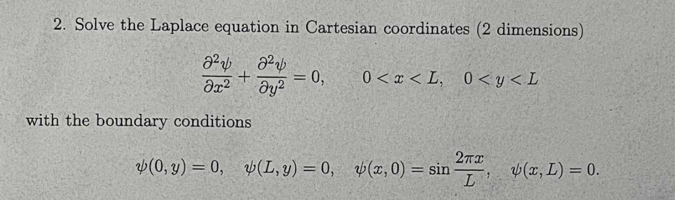 Solve the Laplace equation in Cartesian coordinates | Chegg.com