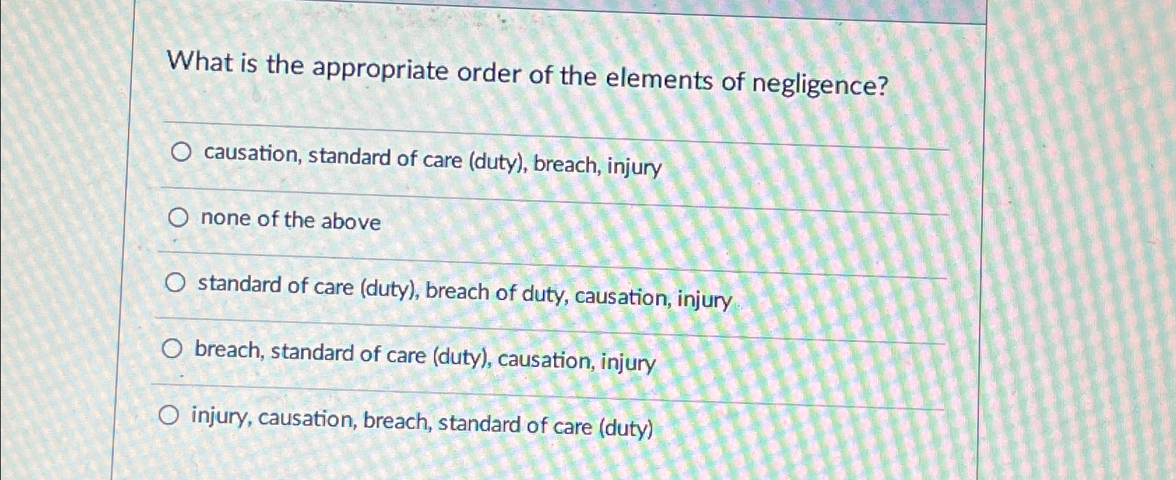 Solved What is the appropriate order of the elements of | Chegg.com
