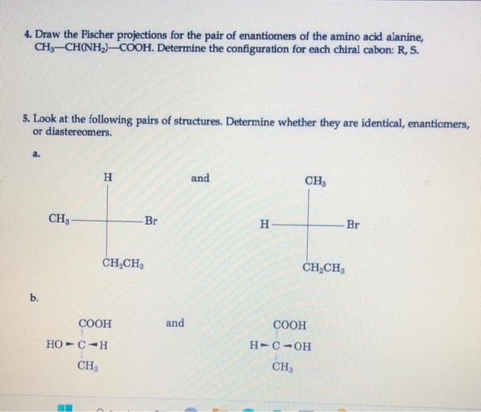 Solved 4. Draw the Fischer projections for the pair of | Chegg.com