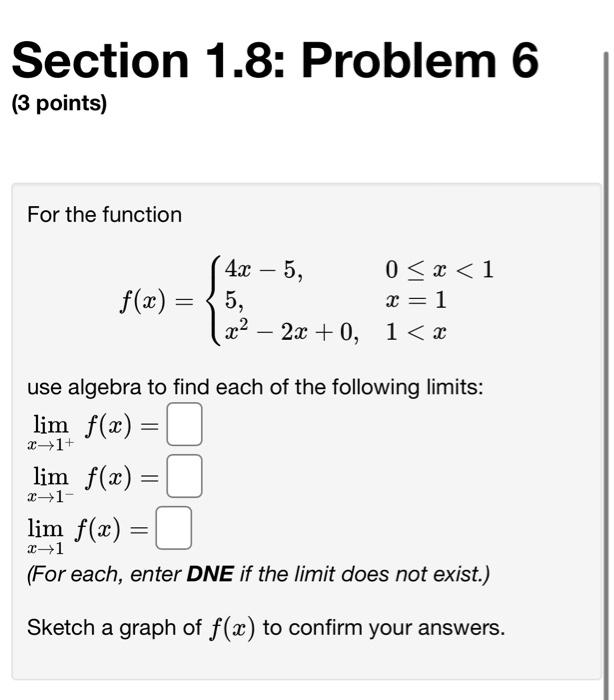 Solved Section 1 8 Problem 6 3 Points For The Function