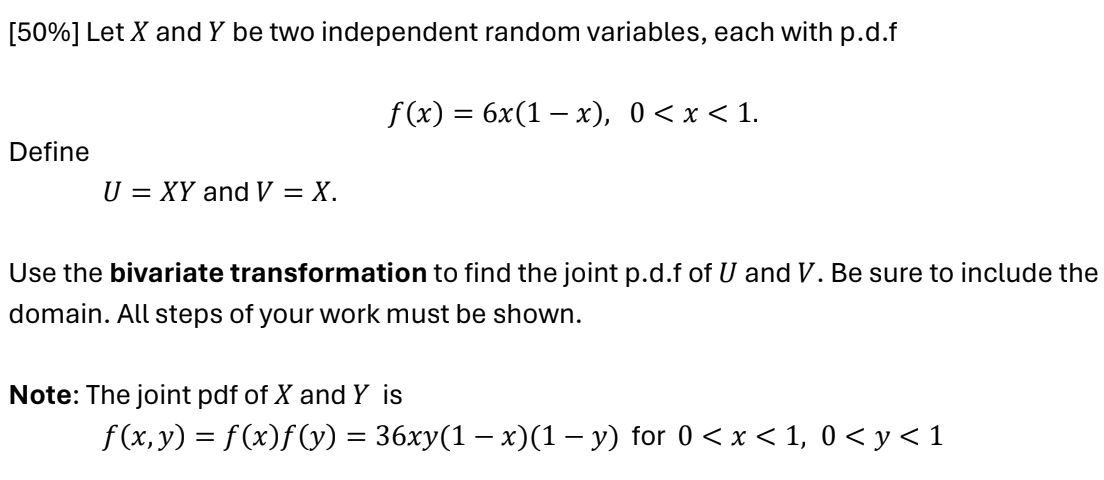 Solved [50%] ﻿Let x ﻿and Y ﻿be two independent random | Chegg.com